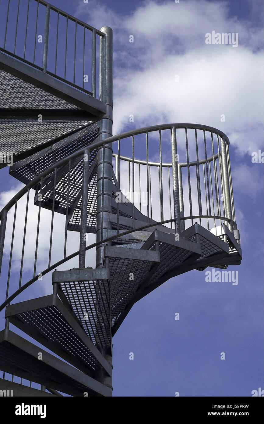 blue stairs upwards skyward steel railing rise climb climbing ascend ...