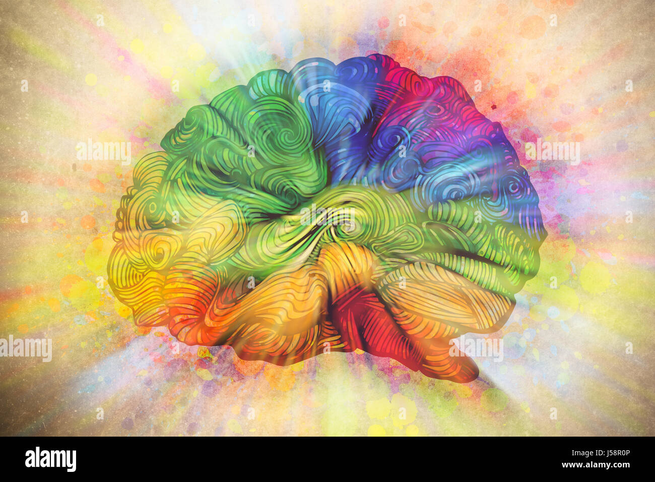 Brain doodle illustration with textures Stock Photo - Alamy