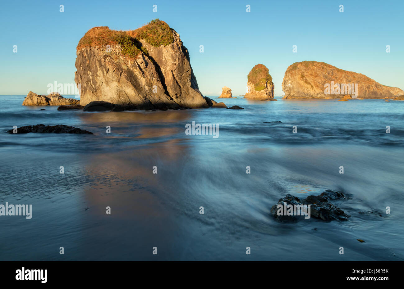 Harris Beach in Harris Beach State Park, Oregon, at early dawn Stock ...