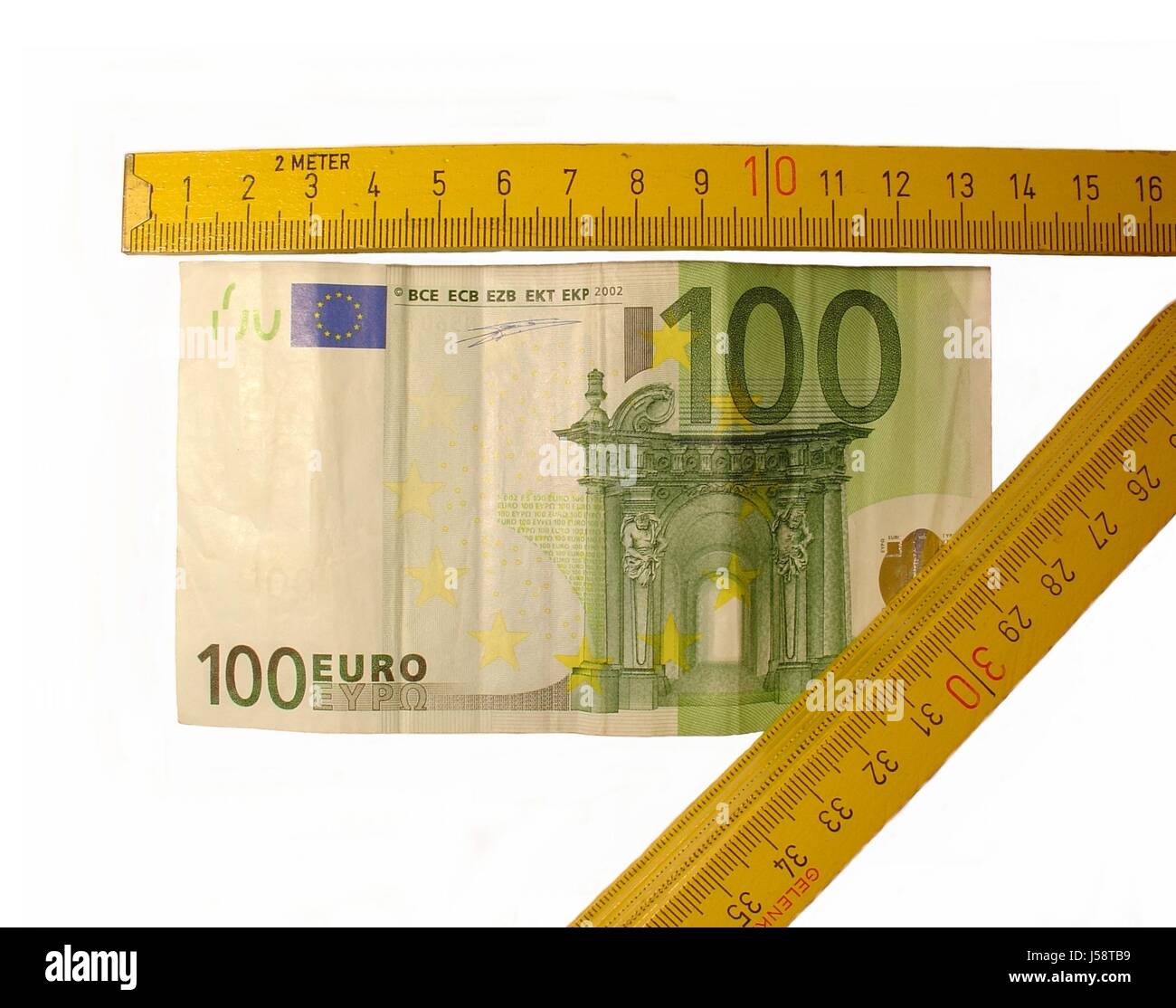 euro measured sured measure bank note hundred rule yardstick tape ...