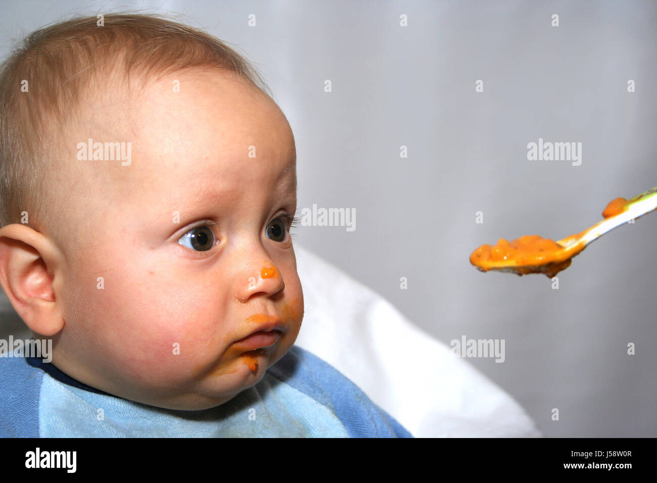 hand male masculine portrait baby feed ingestion pap infant food eating ...