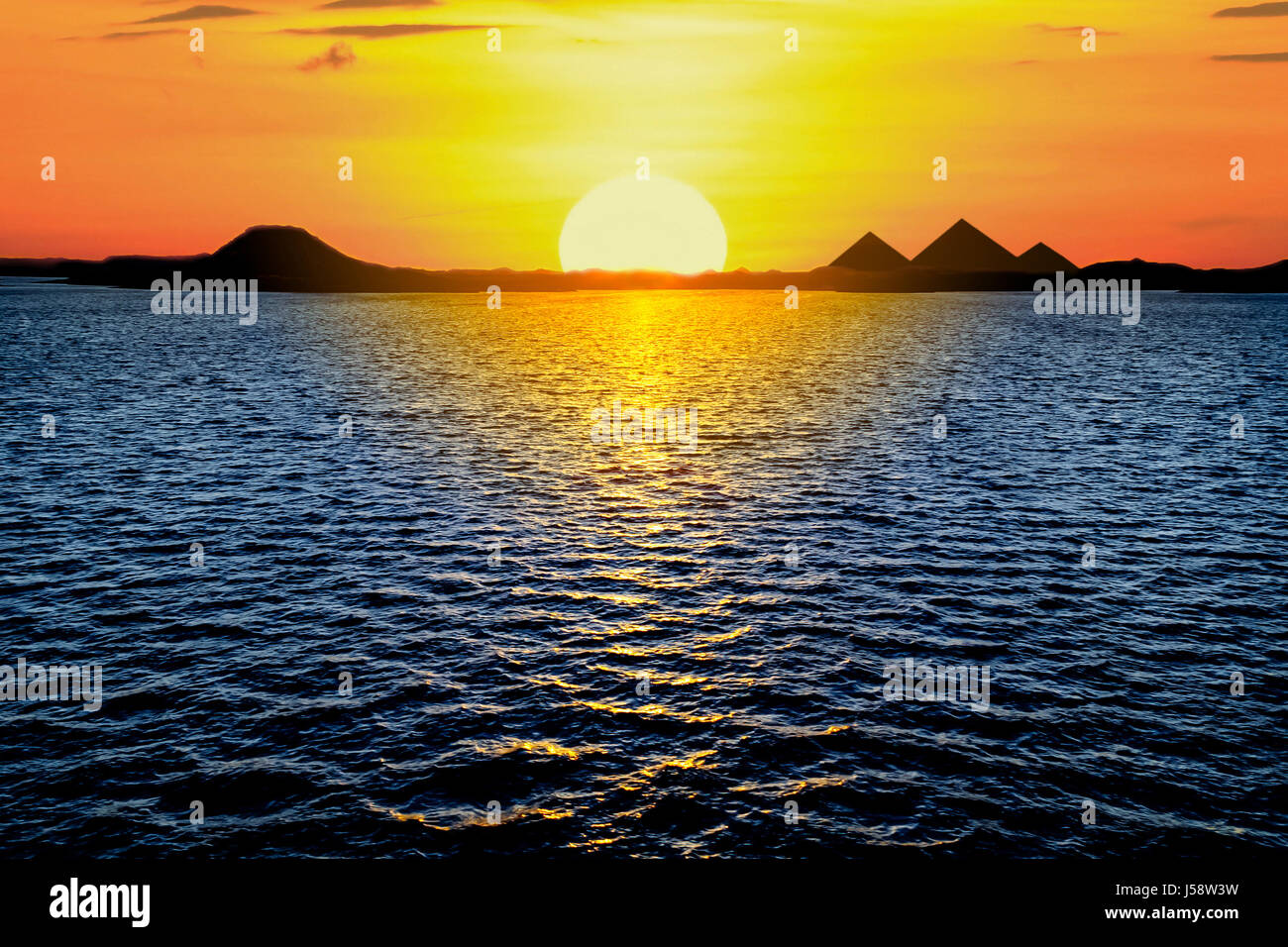 Beautiful Sunset View Of The Egyptian Pyramids Stock Photo - Alamy