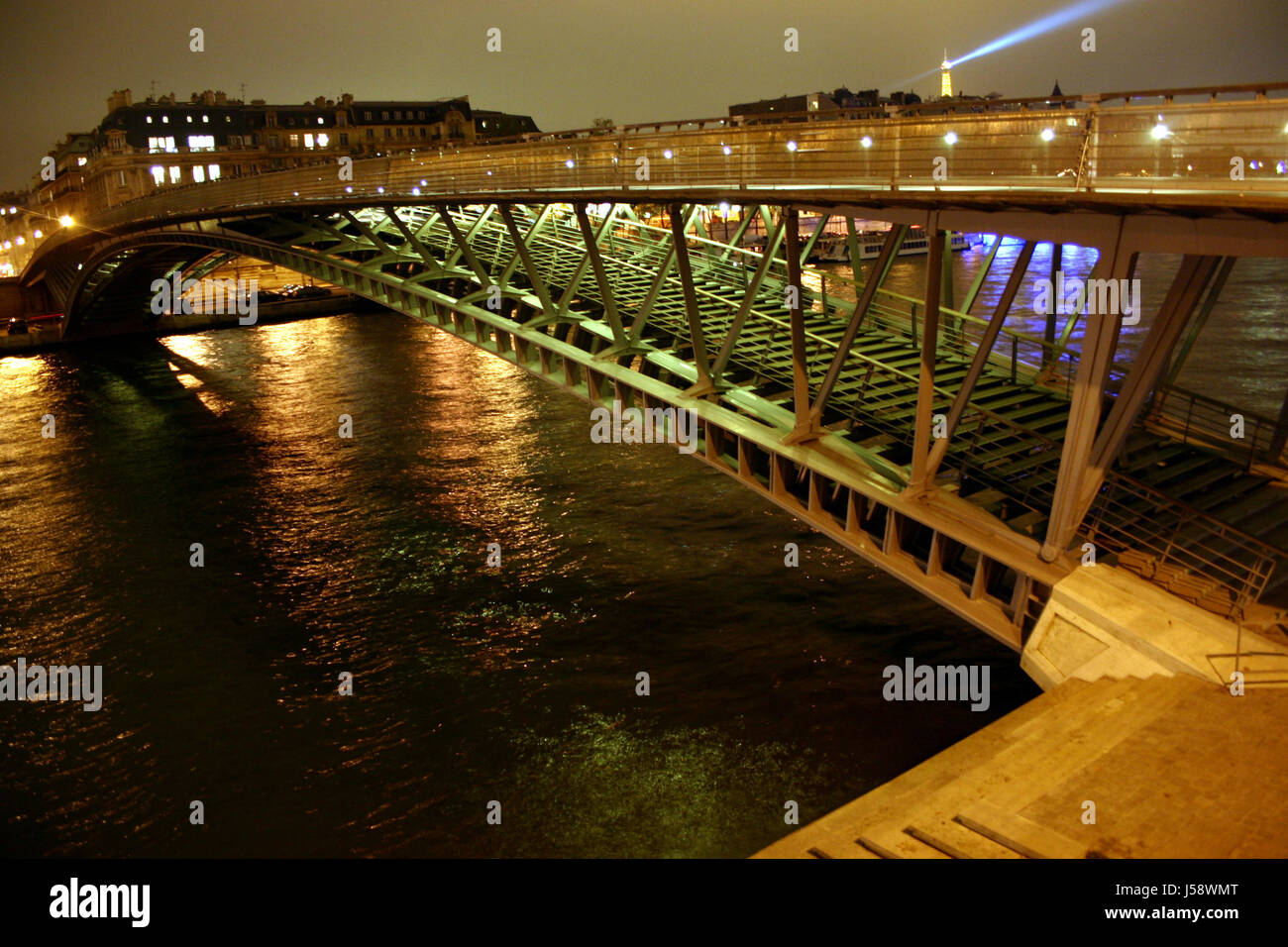 city town bridge night nighttime night photograph paris france seine ...