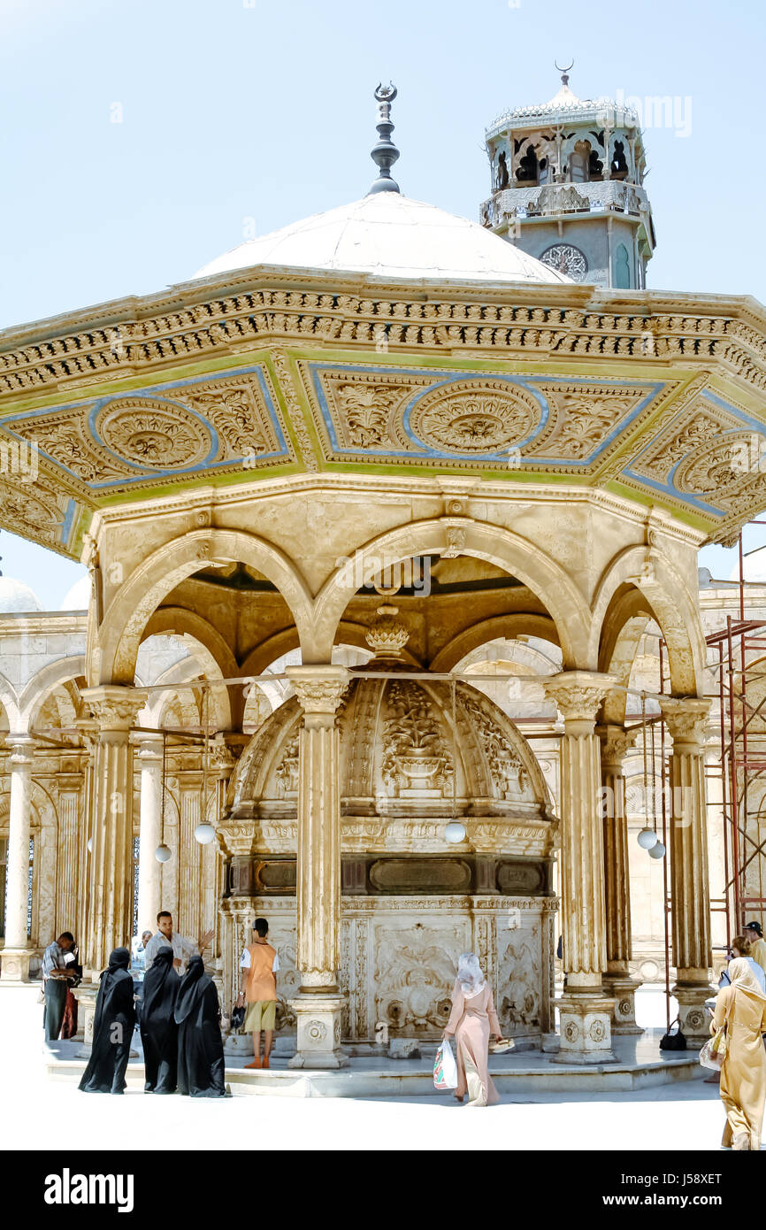People visiting the courtyard (sahn) of the mosque Muhammad Ali. The ...