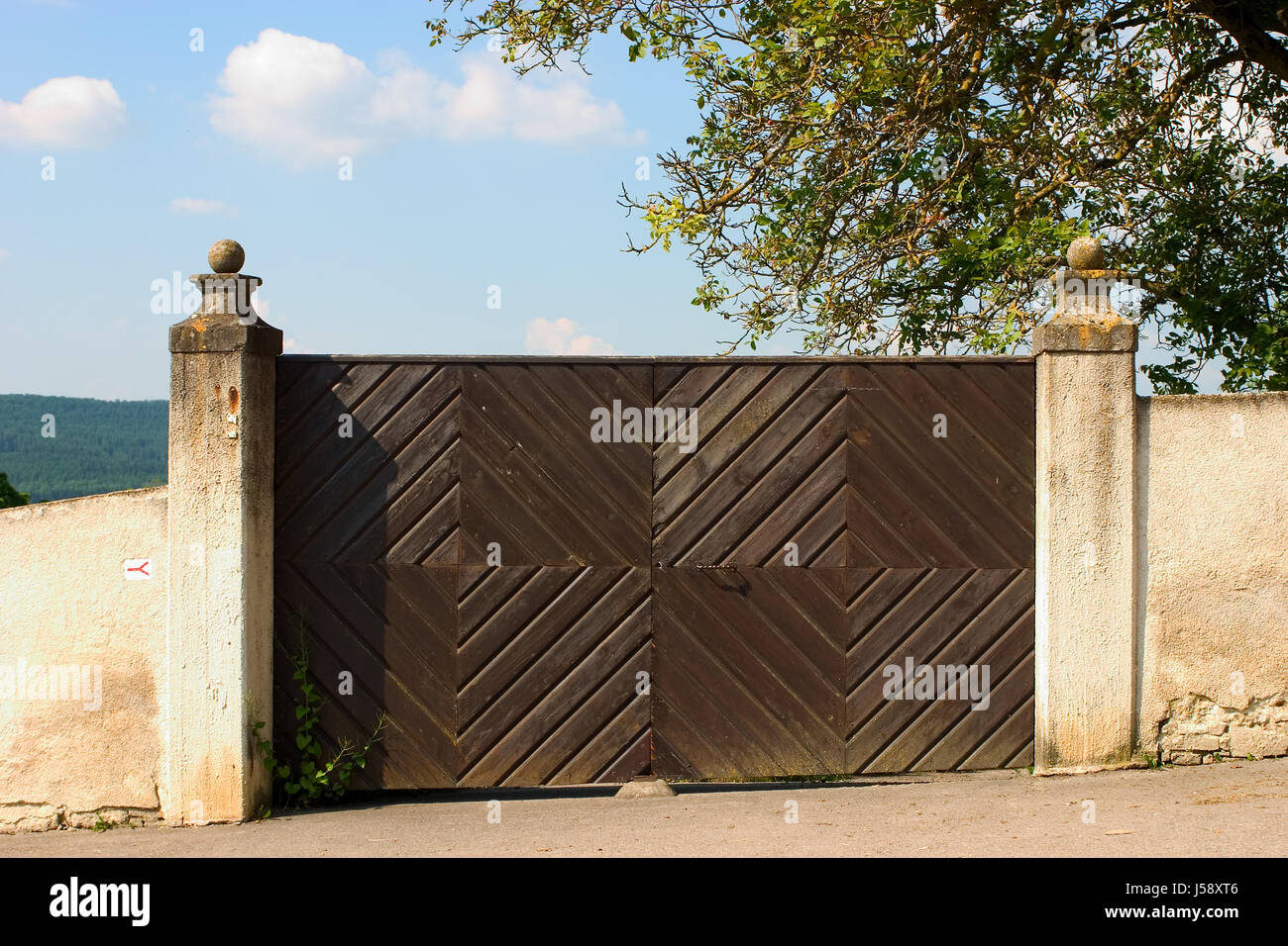 wood goal passage gate archgway gantry door wall closed fence monastery ...