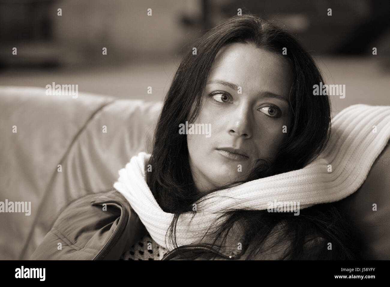 woman cold eyes look glancing see view looking peeking looking at scarf ...