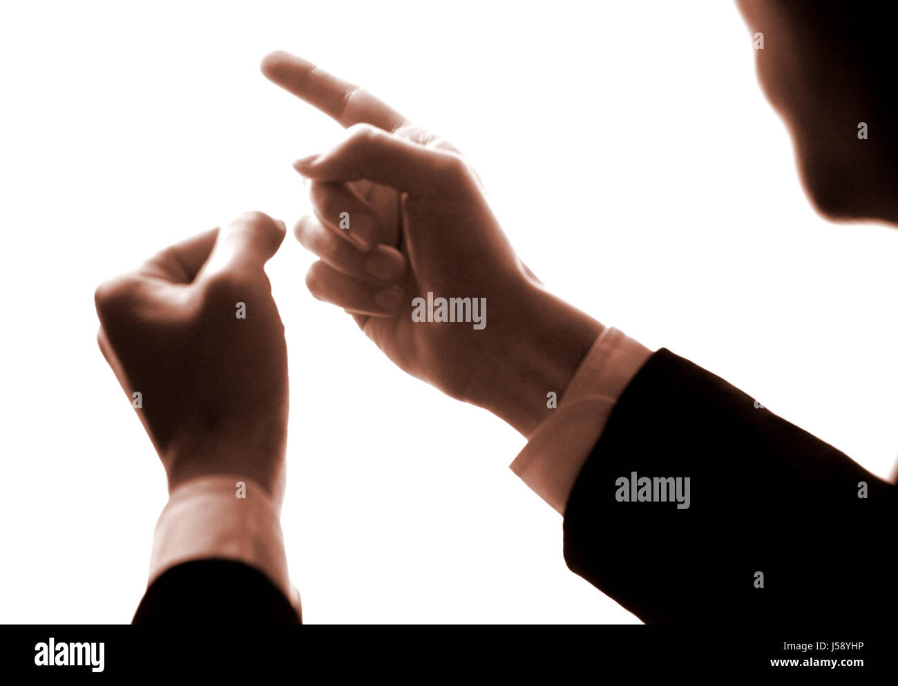 conversation gesticulate office indicate show hand hands reach finger ...