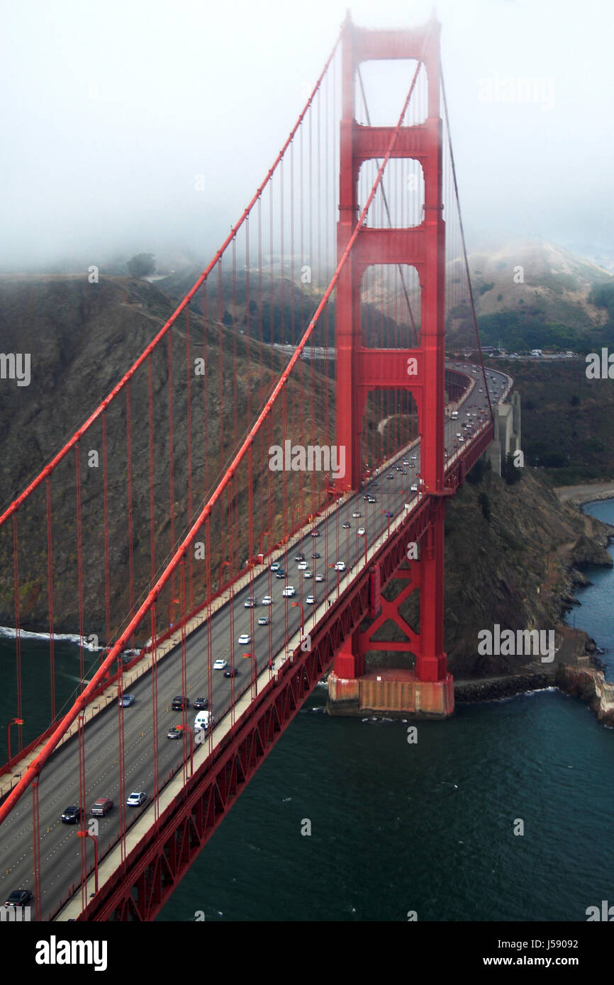 aerial perspective traffic transportation bridge processor bridge fog ...