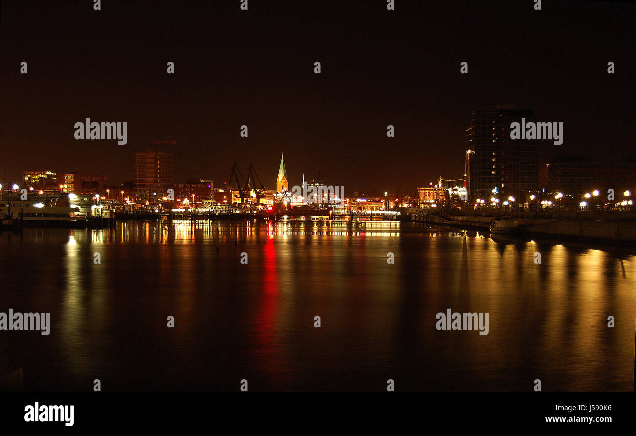 kieler skyline at night,seen from the east bank of Stock Photo - Alamy