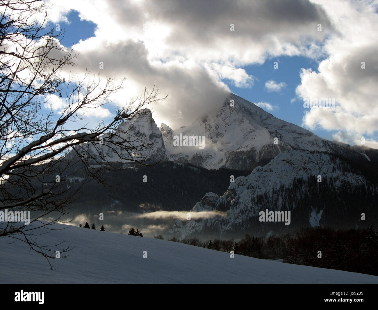 blue tree winter cloud suns ice firmament sky snow mountain scenery ...