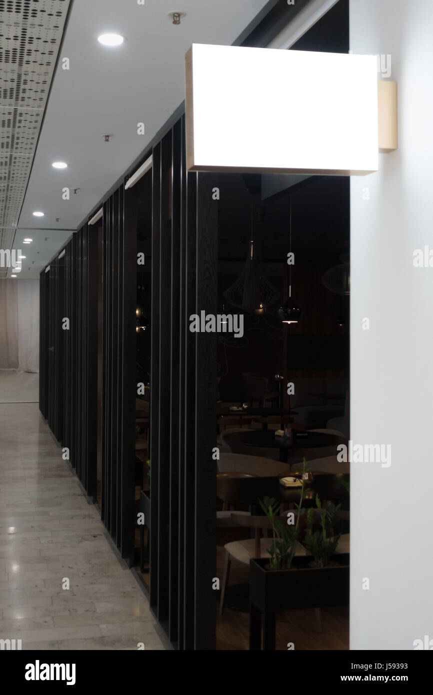Mock up. Signboard of restaurant, cafe. Rectangular shape Stock Photo ...