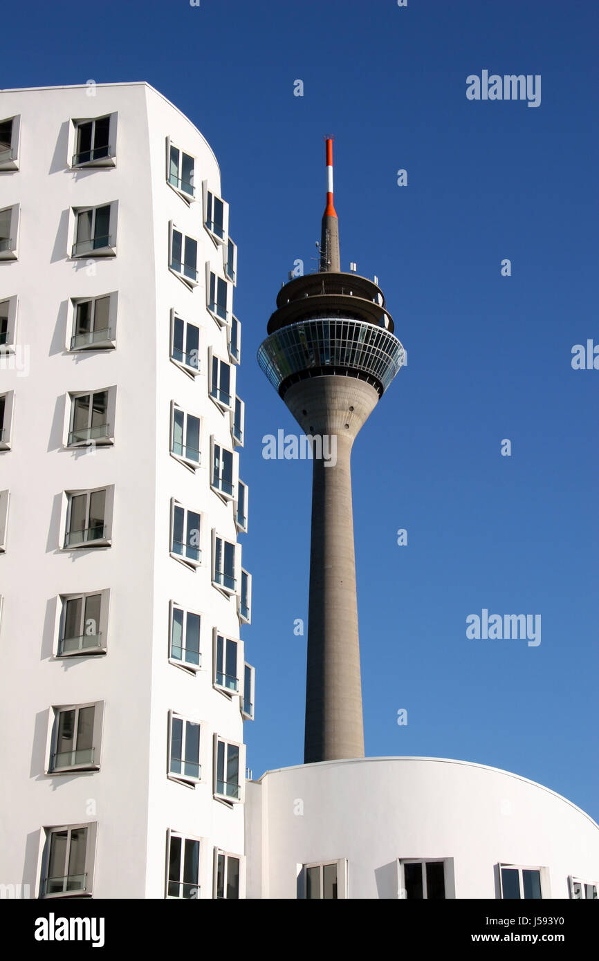 rhine tower and gehry Stock Photo - Alamy