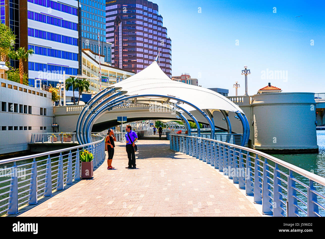 People enjoying the Riverwalk in downtown Tampa FL Stock Photo - Alamy