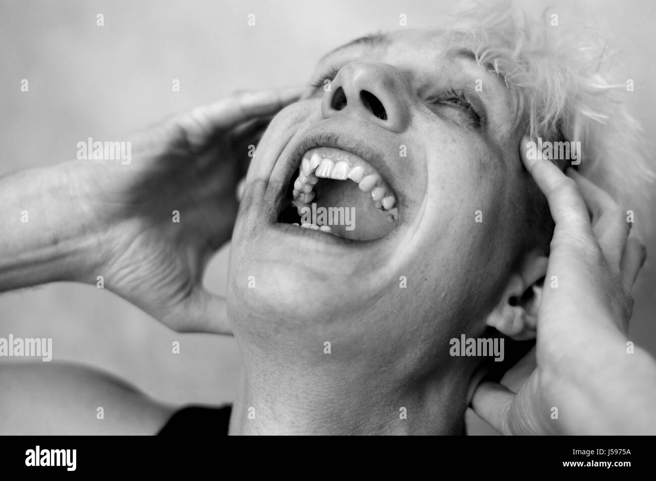 Angry scream Black and White Stock Photos & Images - Alamy