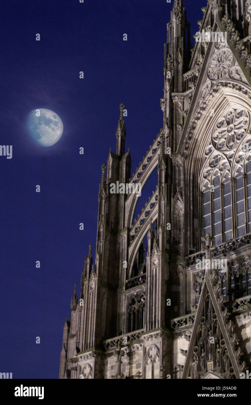 cologne cathedral,in the moonlight Stock Photo - Alamy