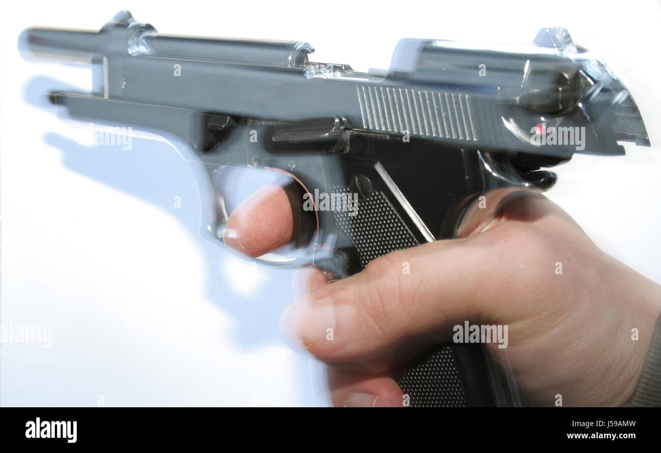 hand square gas pistol arm weapon cartridge nickel gun shot fired in ...