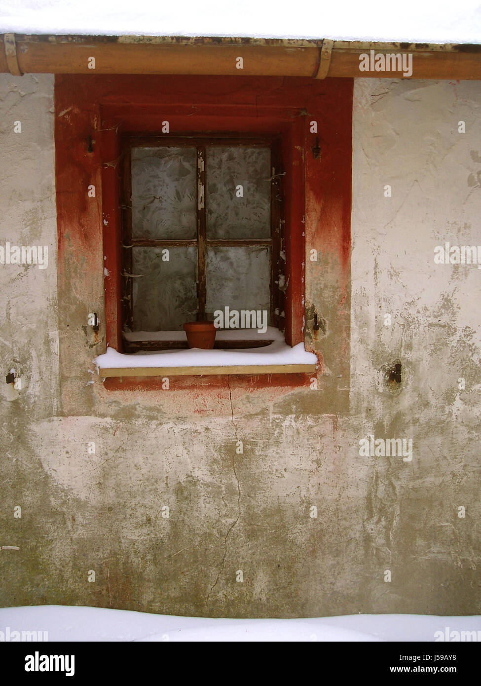 winter window porthole dormer window pane ailing flowerpot gutter ...