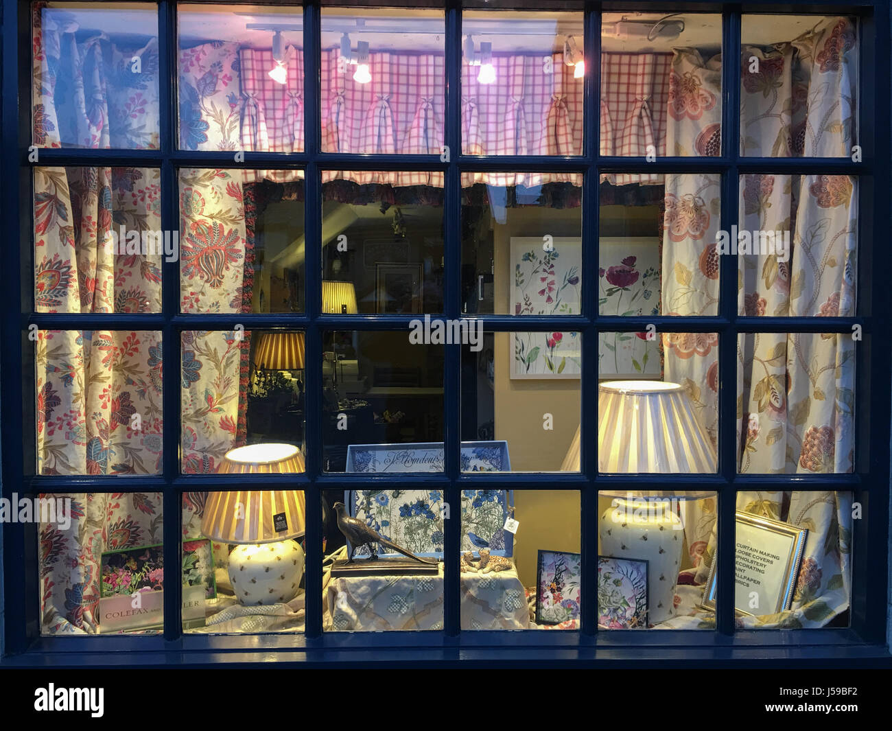 Shop window vintage in Cotswolds at night 2016 Stock Photo - Alamy
