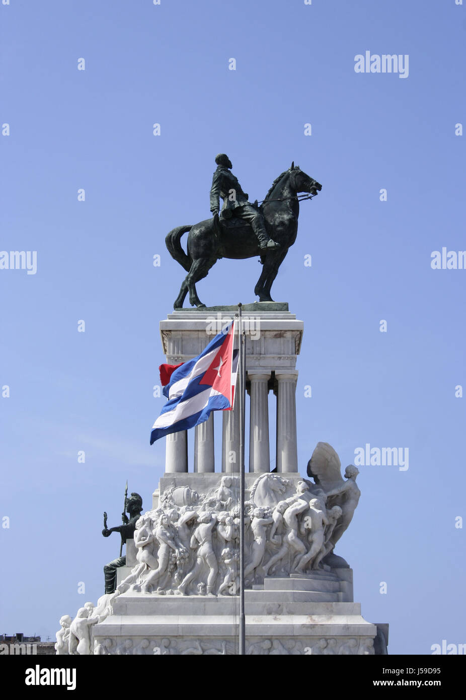 blue monument ride horse statue flag honor pedestal plinth rider ...