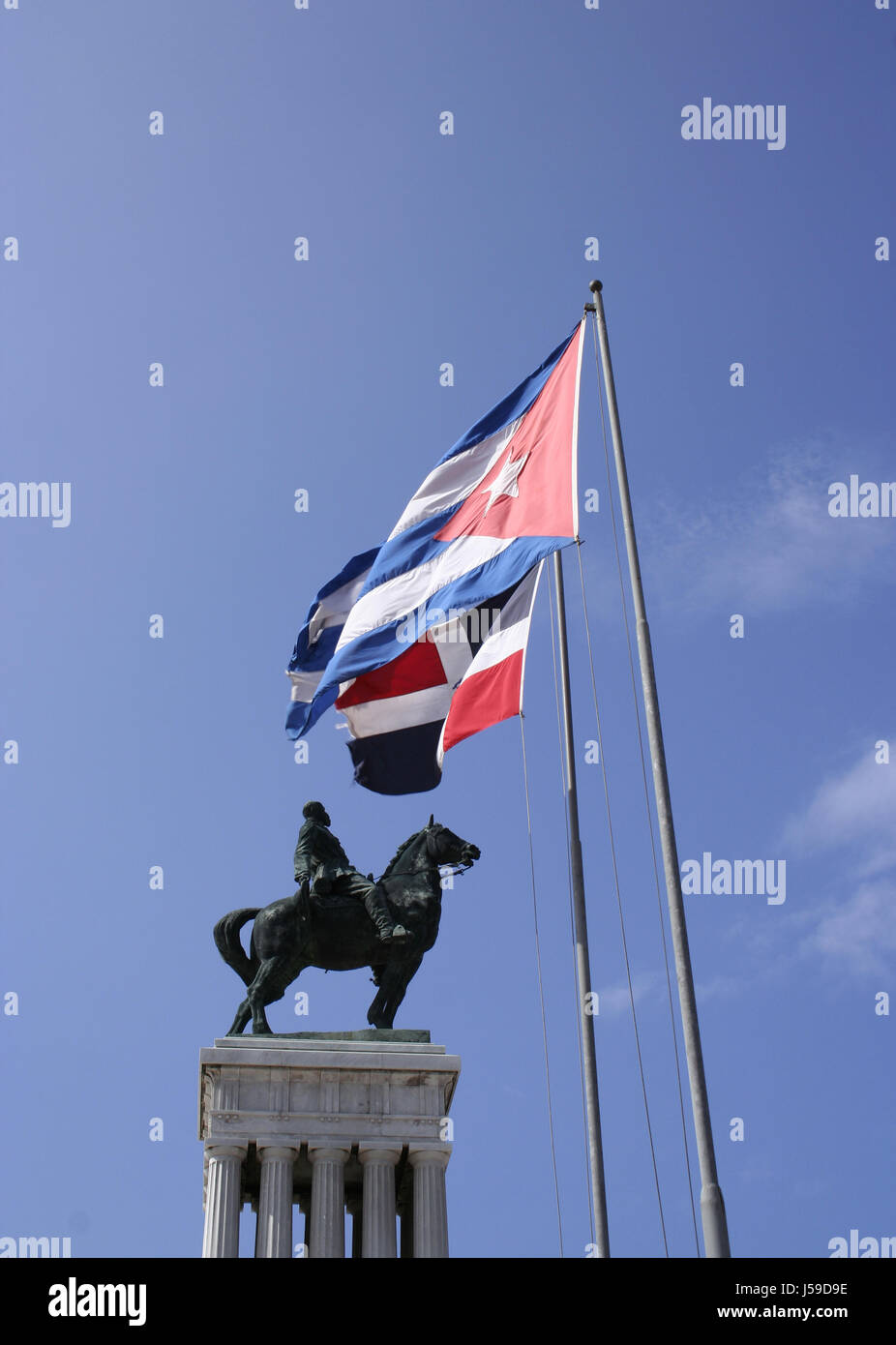 blue monument ride horse statue flag honor pedestal plinth rider ...