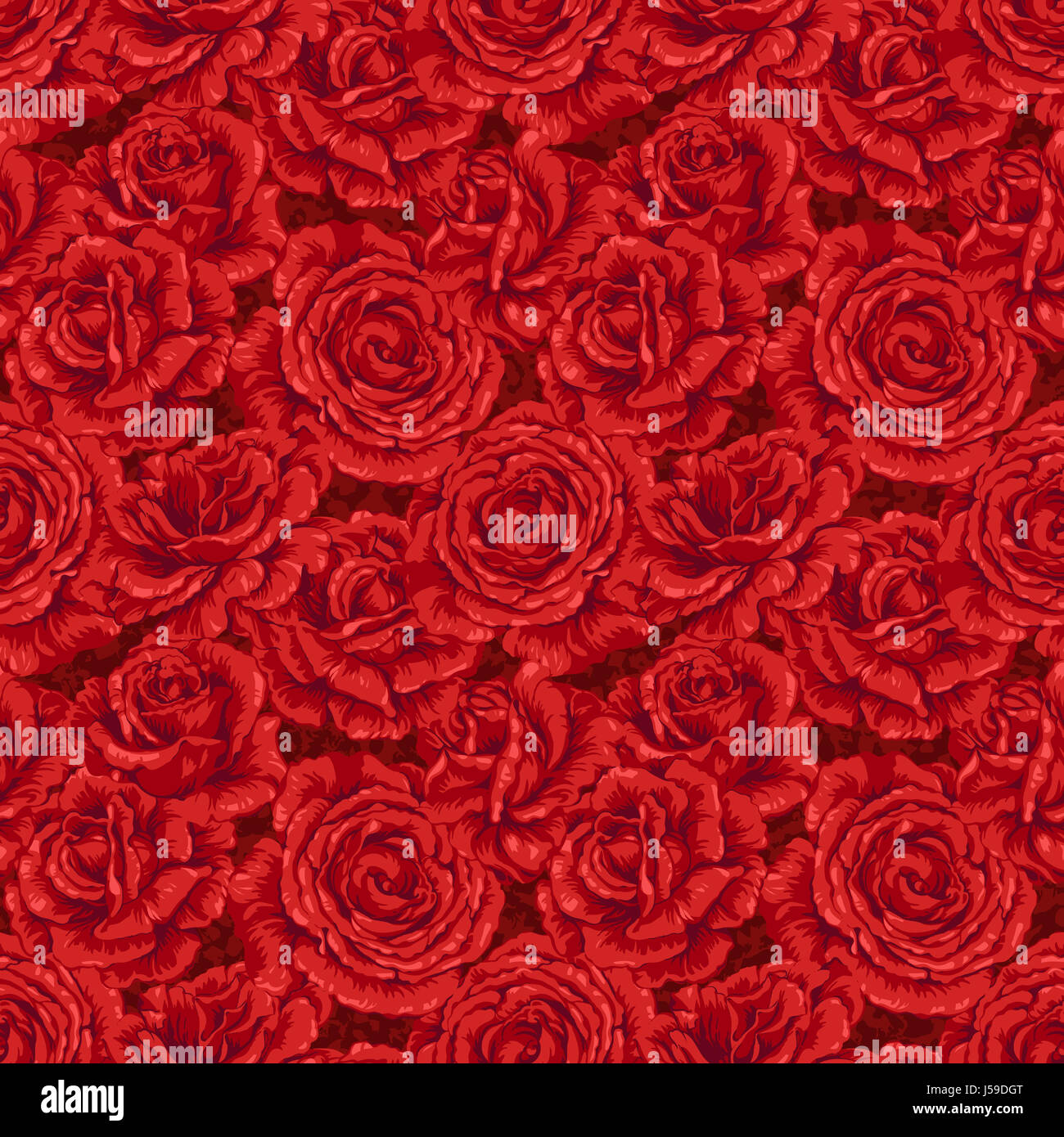 Hand drawn red rose seamless background pattern Stock Photo - Alamy