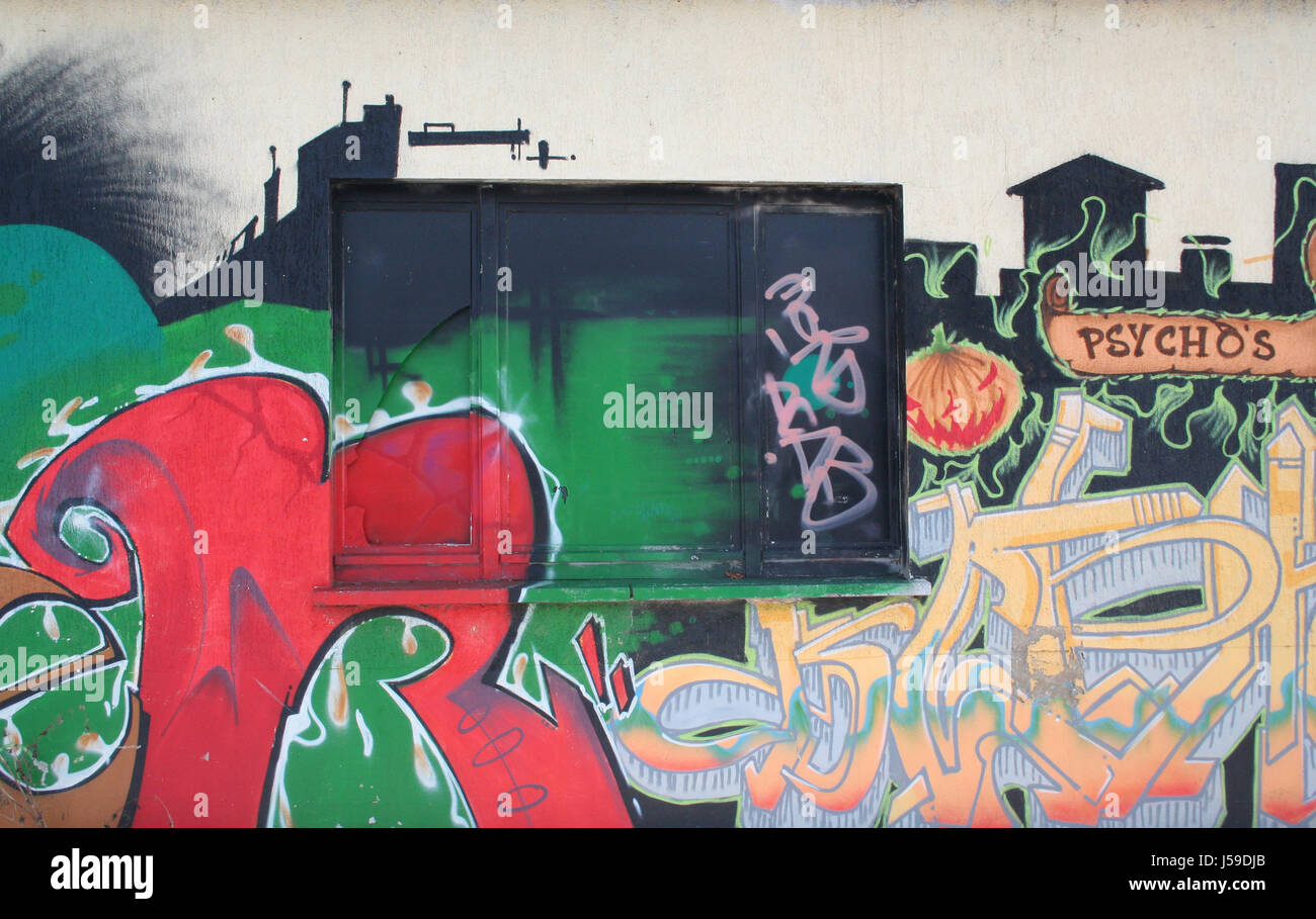 work of art window porthole dormer window pane daub graffiti grafitti ...