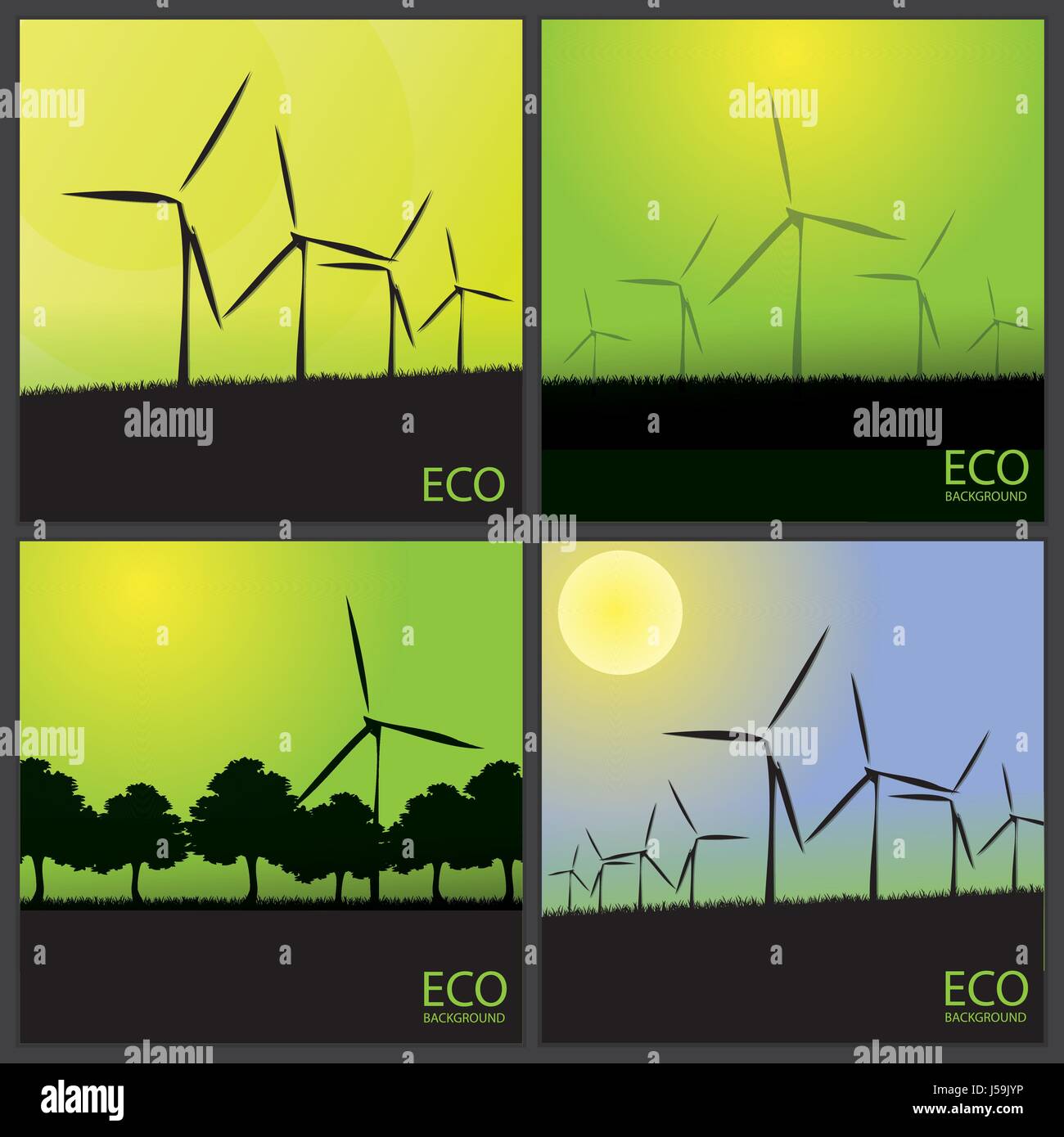 Eco Backgrounds with Wind Turbines - Windmills in the Sunset - Abstract ...