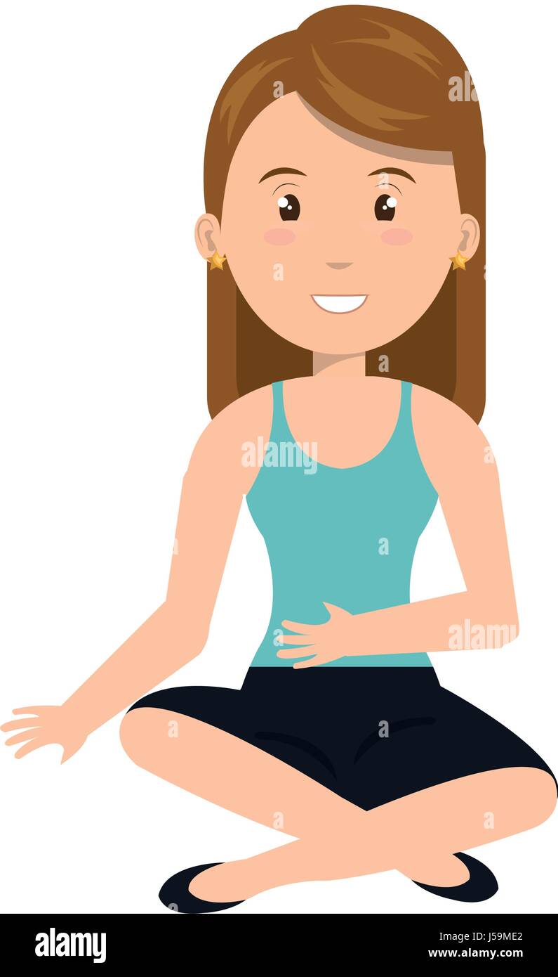 beautiful and young woman sitting character Stock Vector Image & Art ...