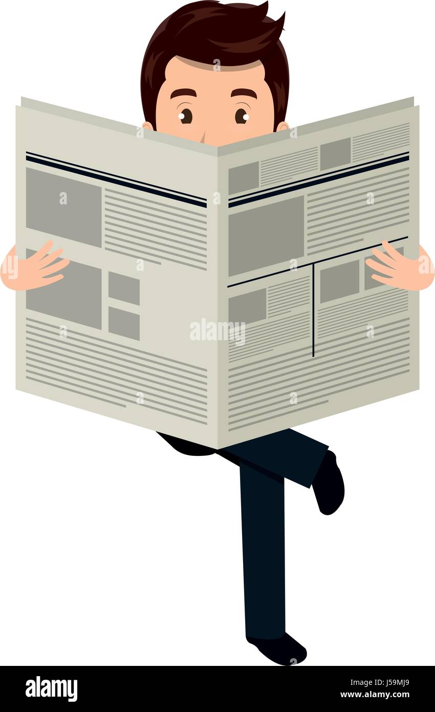 young man reading newspaper avatar character Stock Vector Image & Art ...