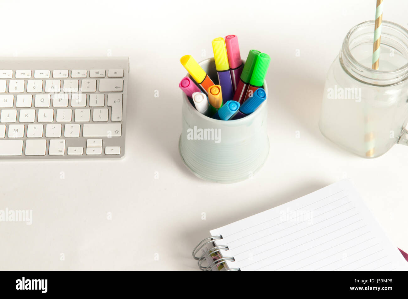 Modern office desktop with creative work tools Stock Photo - Alamy