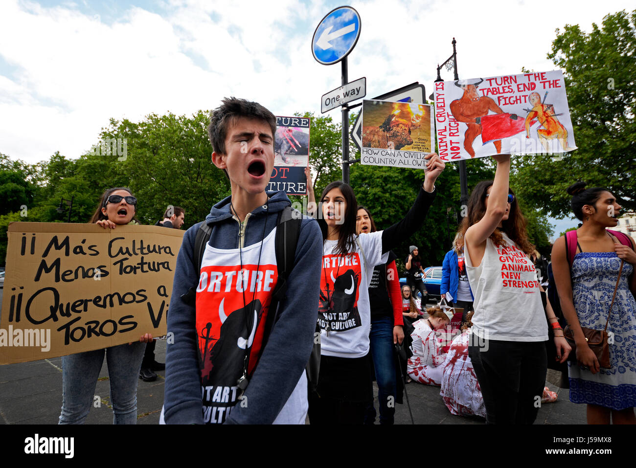 Protesting placards shouting demonstrating animal rights hi-res stock ...
