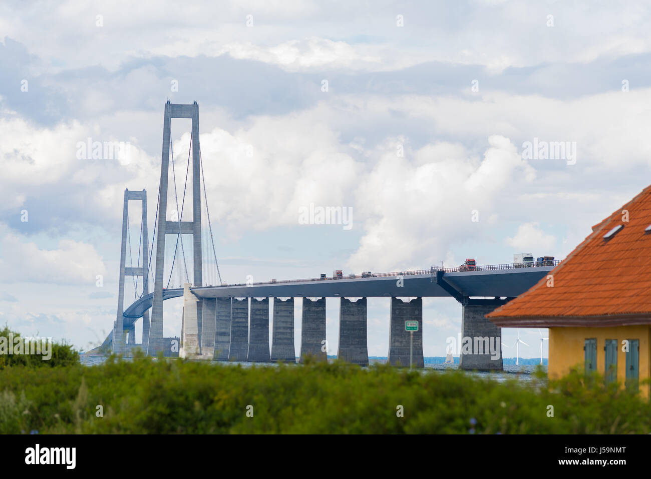 The great belt bridge in denmark, connecting Zealand with Funen, seen ...