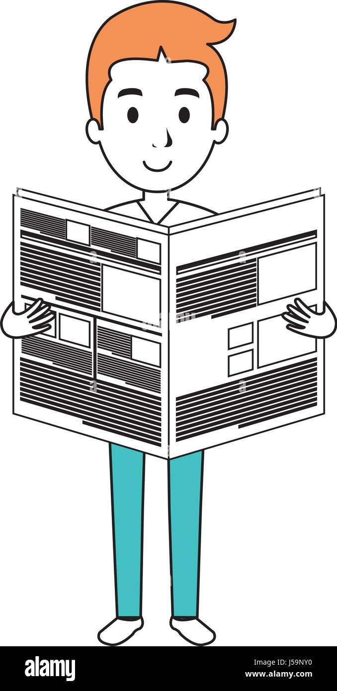 young man reading newspaper avatar character Stock Vector Image & Art ...