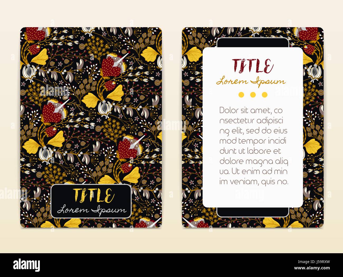 Cover design with floral pattern. Hand drawn creative flowers. Colorful ...