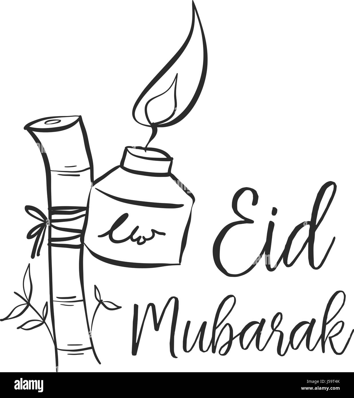 Eid Mubarak theme hand draw Stock Vector Image & Art - Alamy
