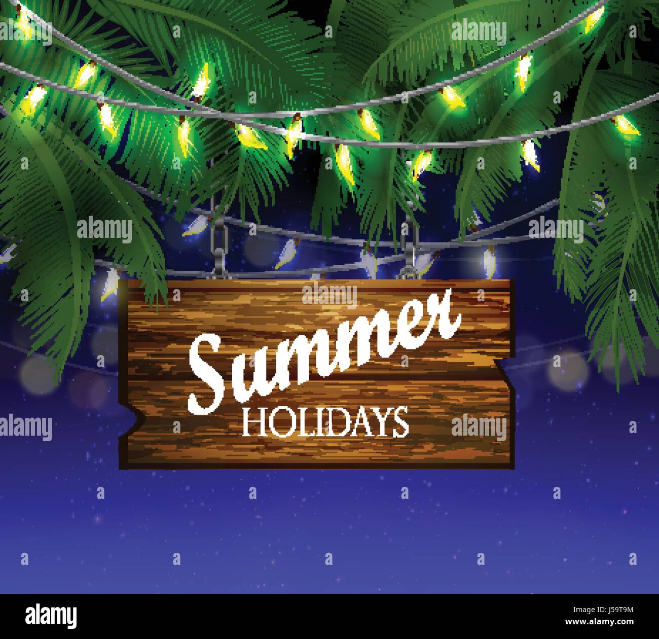 summer wooden sign on tropical beach background Stock Vector Image ...