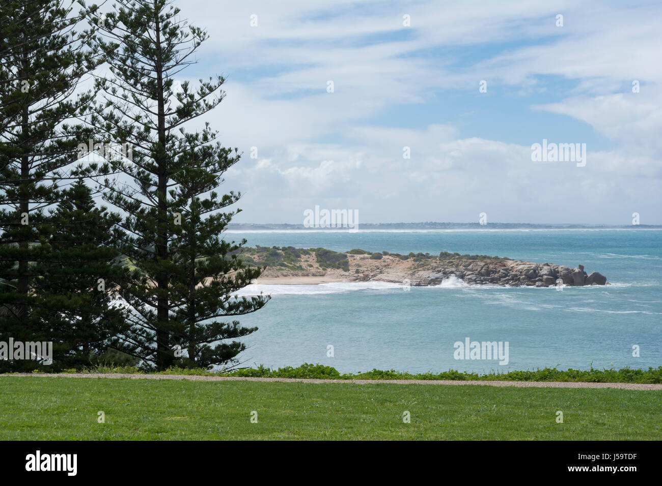 Coastal view of Horseshoe Bay, Port Elliot, South Australia. Part of ...