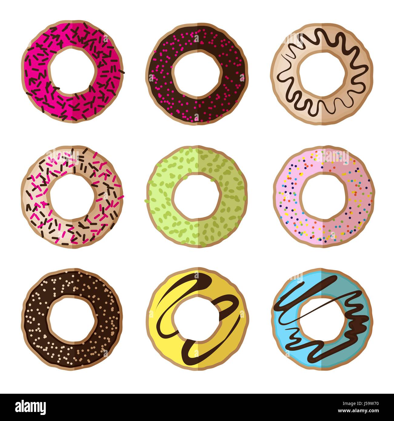 Colorful set glazed donuts Stock Vector Images - Alamy