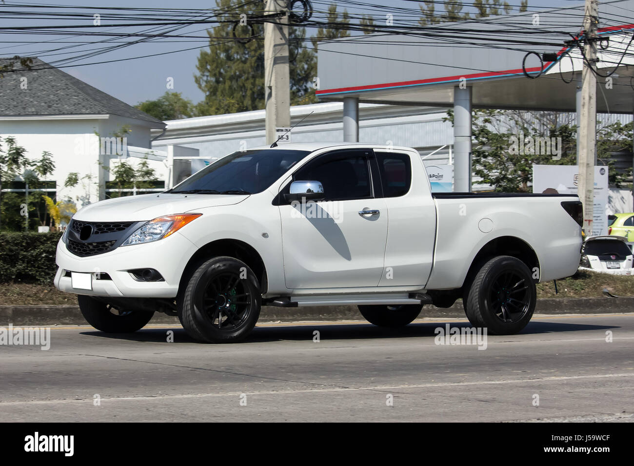 Pick up truck on highway road Stock Photo - Alamy