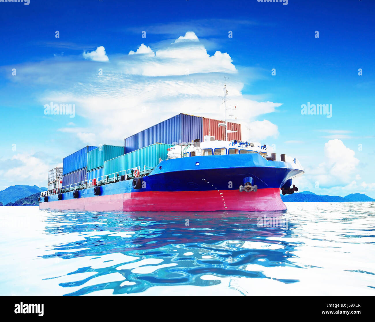 commercial container ship in naval transportation use for business ...