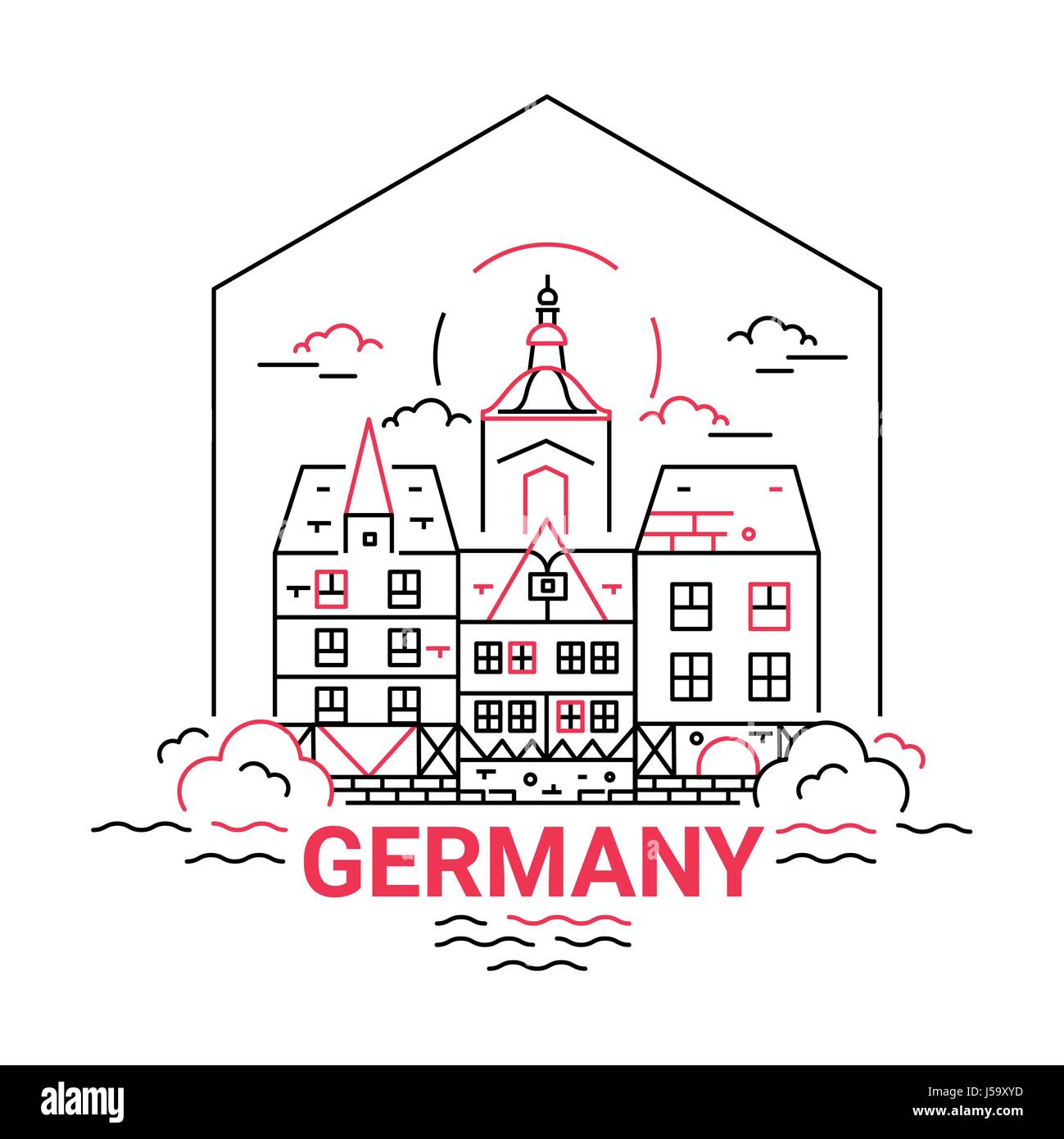 Germany - modern vector line travel illustration Stock Vector Image ...