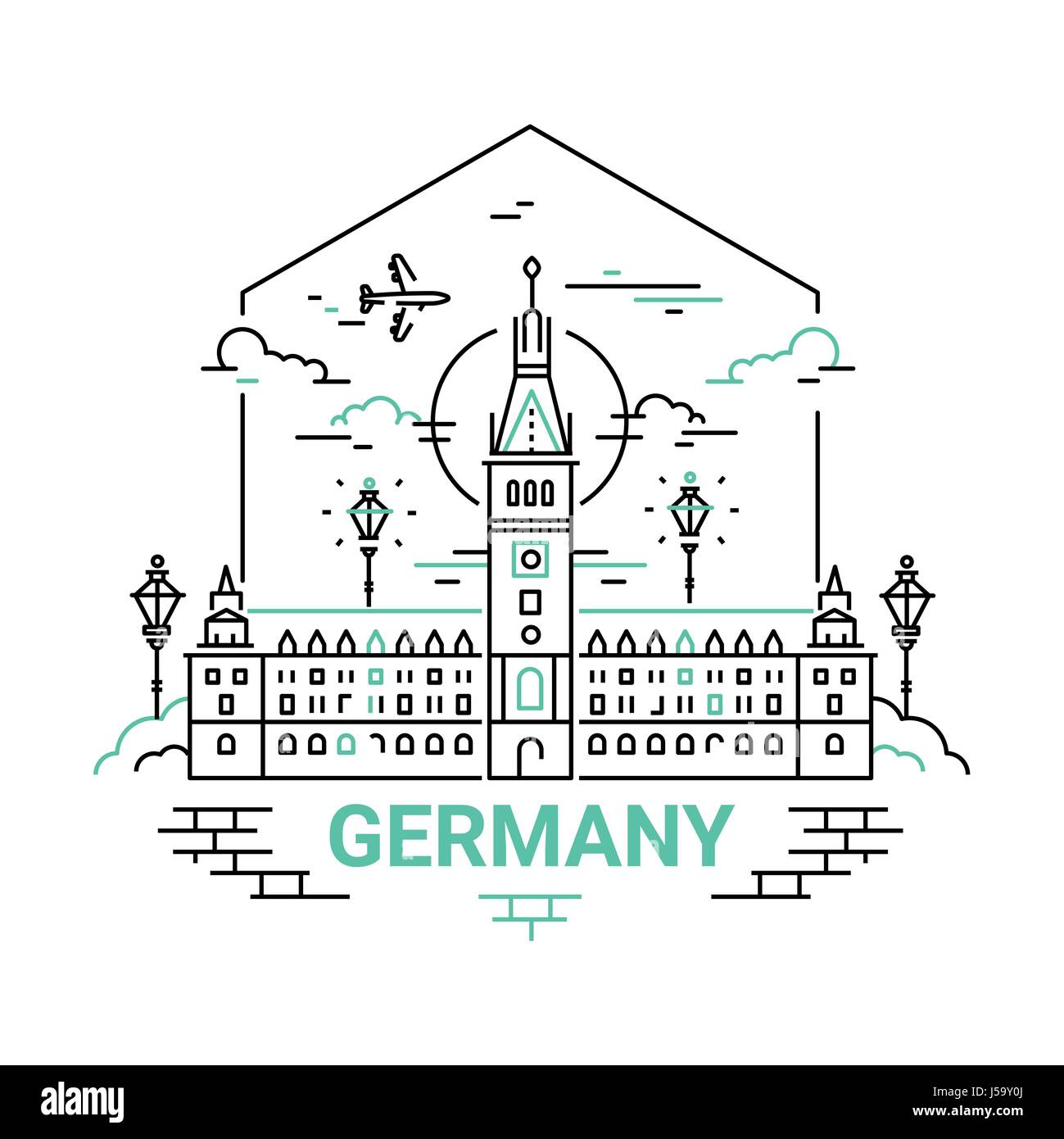 Germany - modern vector line travel illustration Stock Vector Image ...