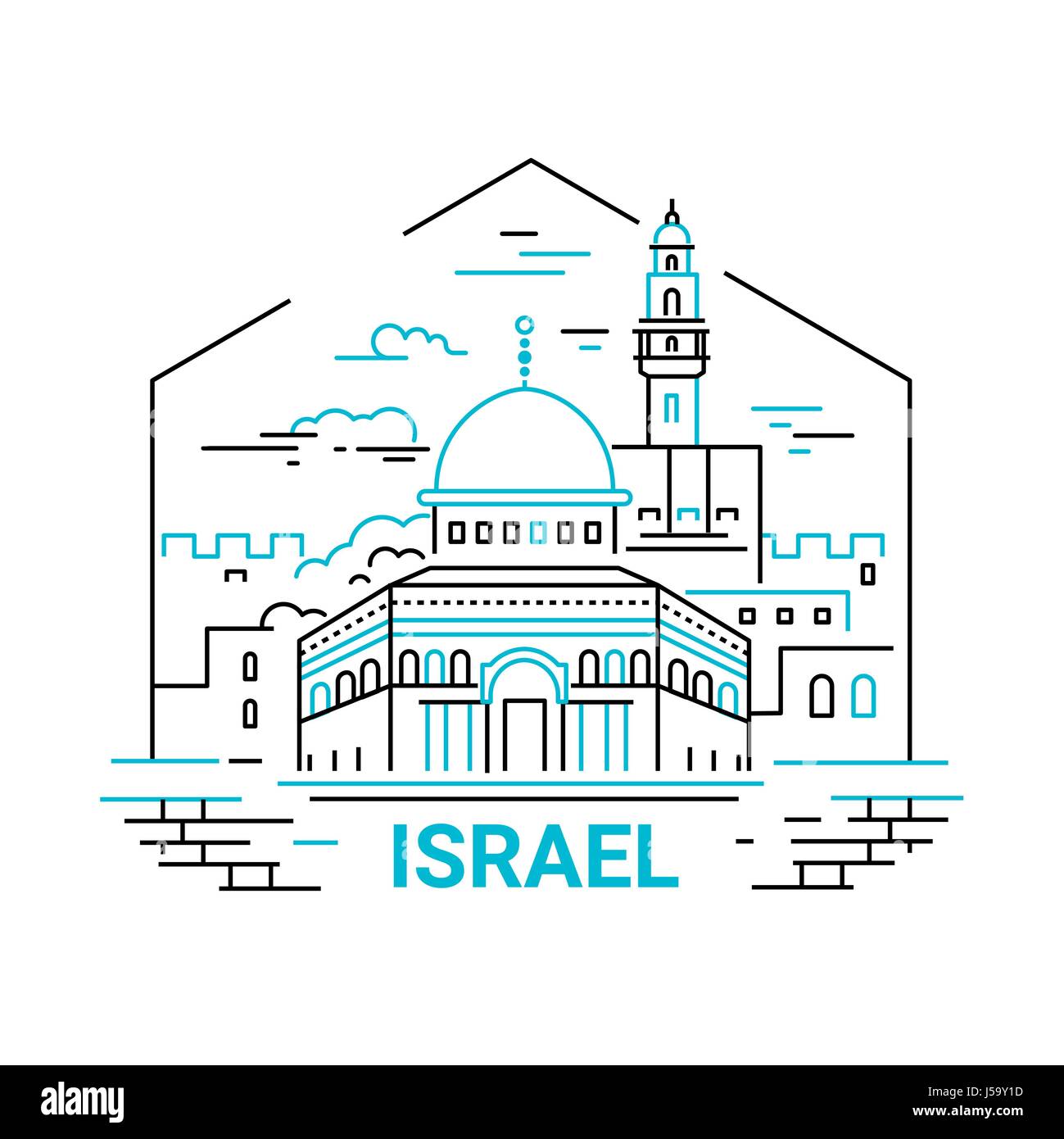 Israel - modern vector line travel illustration Stock Vector Image ...