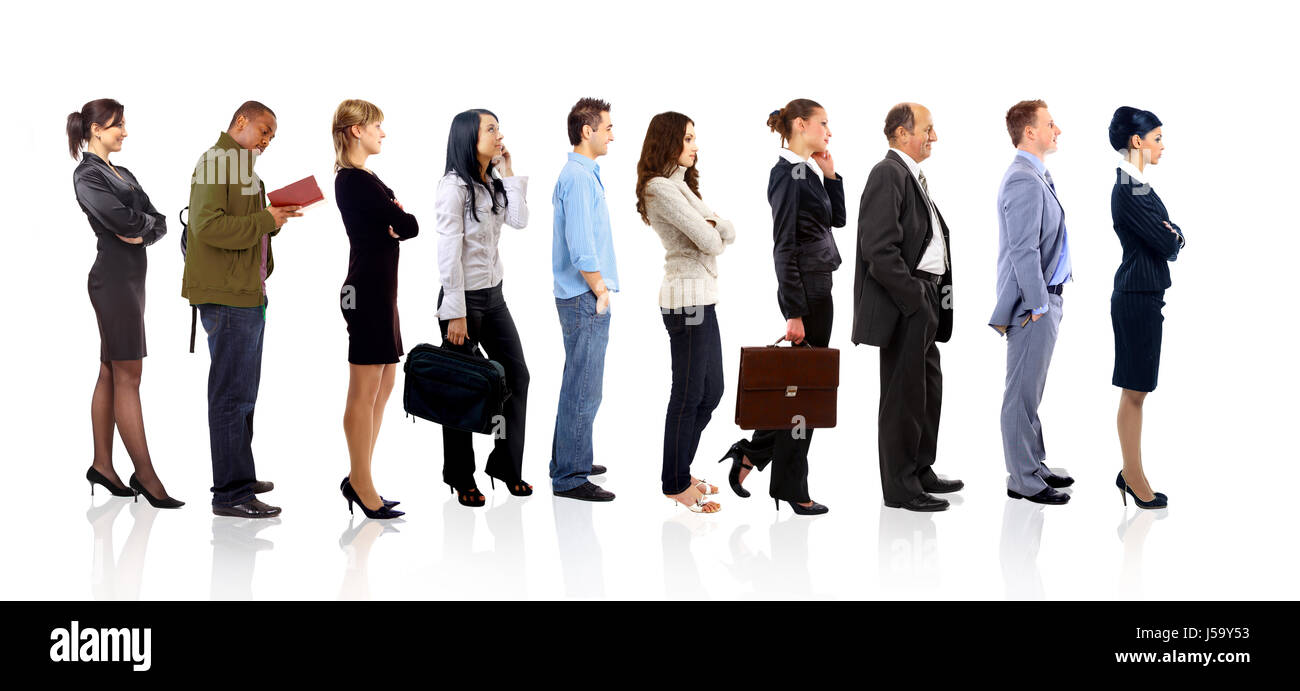 Profile of a business team in a single line against white background ...