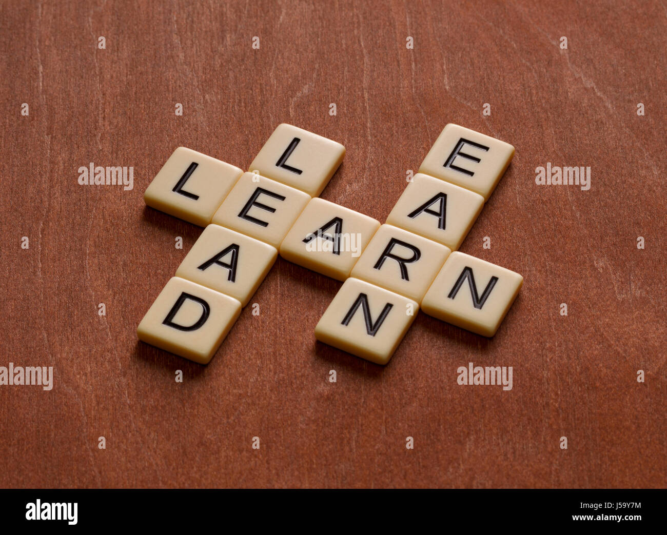 Crossword puzzle with words Learn, Lead and Earn. Leadership concept ...