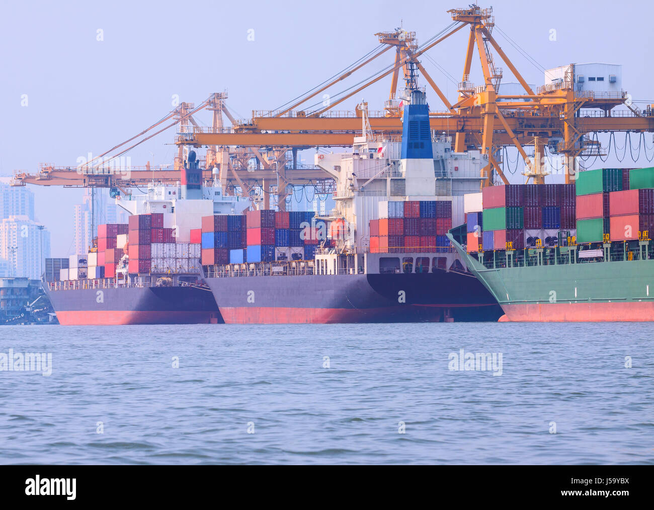 commercial ship loading container in shipping port image use for import ...