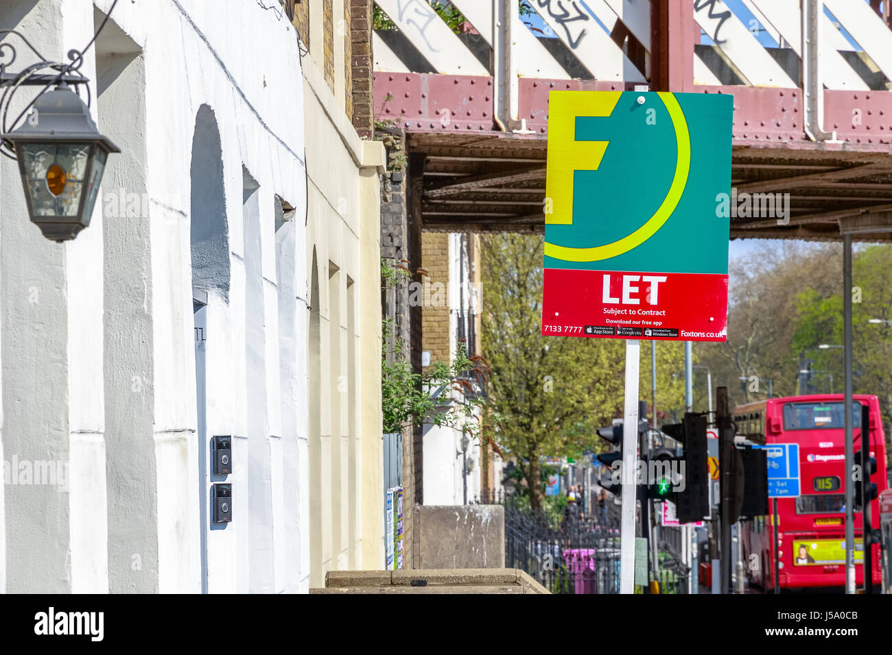 London, UK - April 8, 2017 - To Let sign outside a English townhouse ...