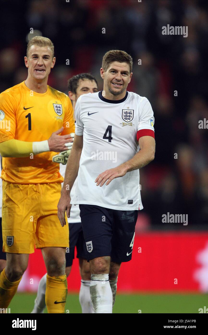 JOE HART , STEVEN GERRARD CELEBRATE, ENGLAND V POLAND, ENGLAND V POLAND ...