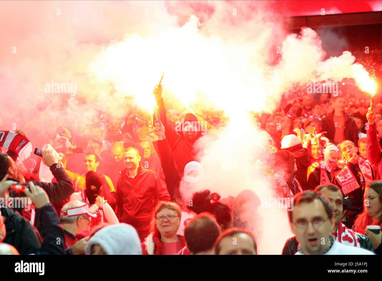 POLISH FANS WITH FLARE ENGLAND V POLAND WEMBLEY STADIUM LONDON ENGLAND ...