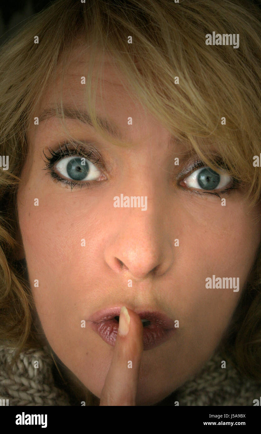 woman finger mouth curiosity curious nosey nosy face portrait human ...